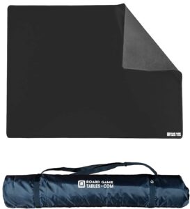 board game playmat [3'x5'/thick super cushioned/stitched edge/water resistant] with carrying case - for tabletop board games, card games, rpg games (medium, black)