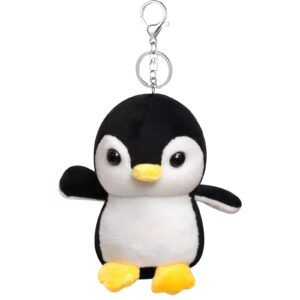 anboor small stuffed animals 4.3 inch penguin plush animal toy with keychain award goodie bag fillers backpacks animal themed party favors (black)