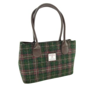 glen appin harris tweed classic handbag - lb1003 - cassley, green, s