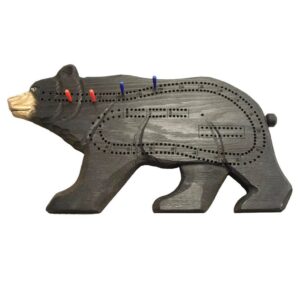 lipco cabin decor black bear cribbage board, wood