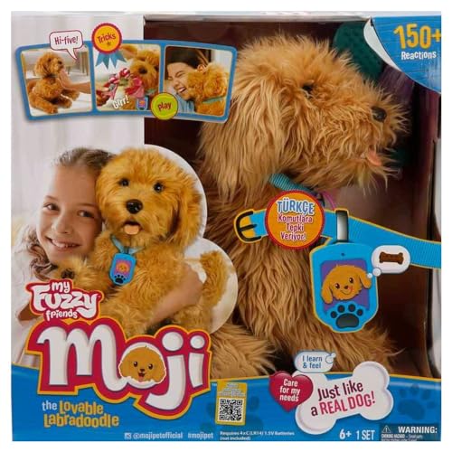 My Fuzzy Friend Moji Interactive Labradoodle - Plush Dog Toy for Boys and Girls, Loveable and Lifelike Companion Pet , Brown