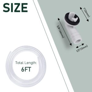 Flehomo Air Conditioner Drain Kit, 6 Feet PVC Clear Vinyl Tubing & Clamps & 3/5 Inch AC Drain Hose Connector Elbow Fitting with Rubber Ring for Mini Split Units and Window AC Unit