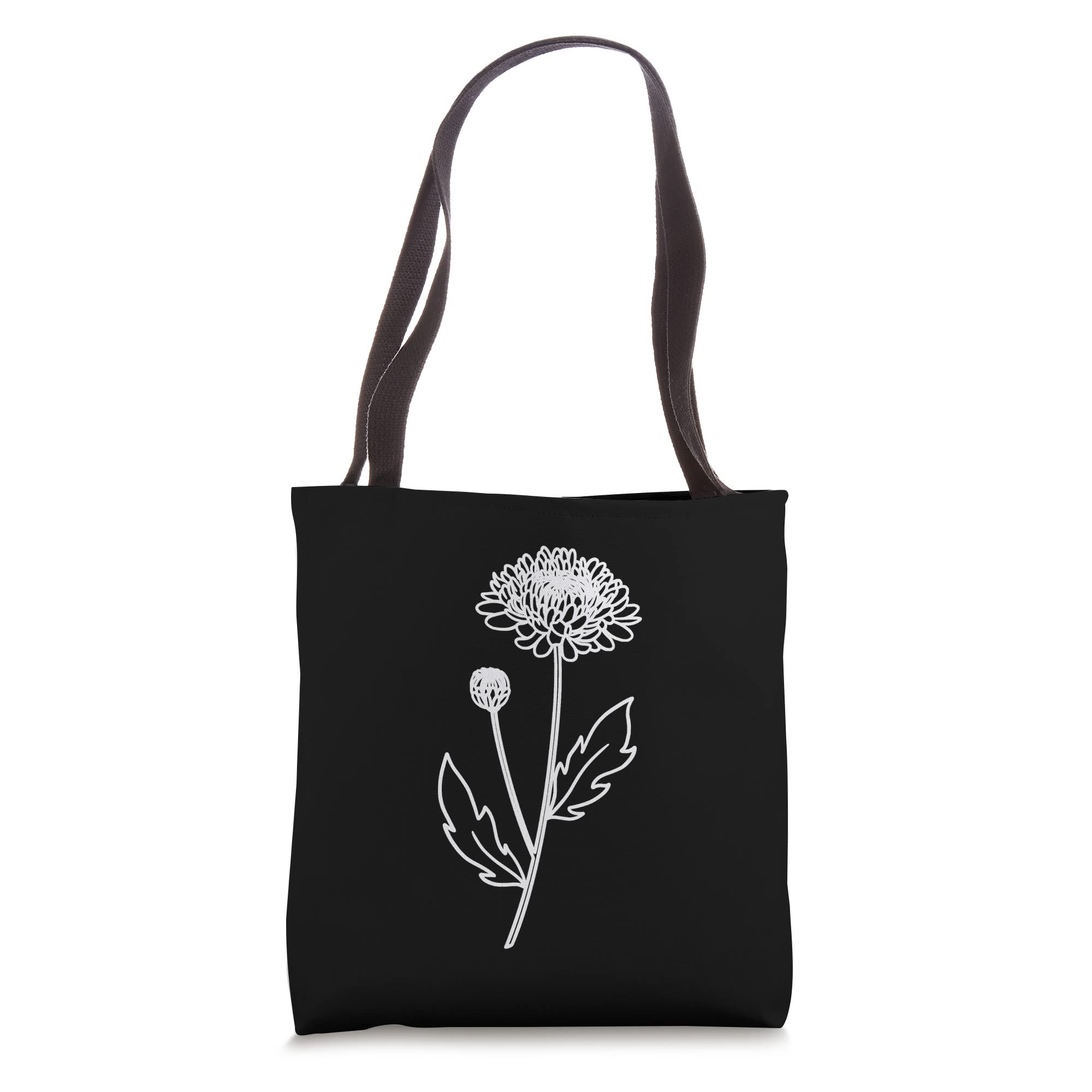 Chrysanthemum November Birth Flower Art Floral Minimalist Tote Bag