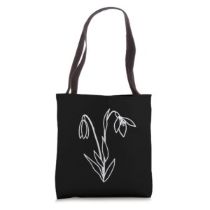 snowdrop january birth flower floral minimalist personalized tote bag