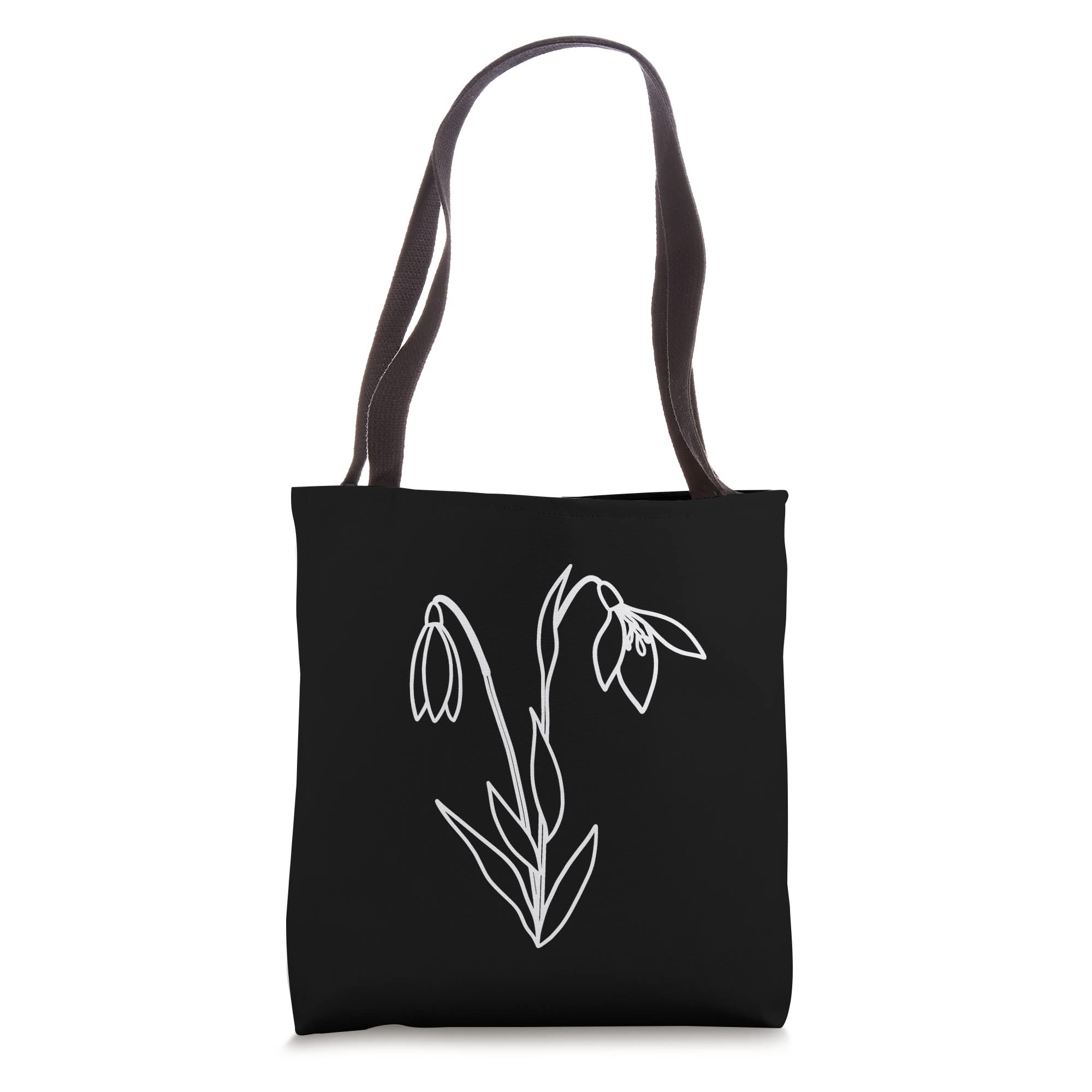 Snowdrop January Birth Flower Floral Minimalist Personalized Tote Bag