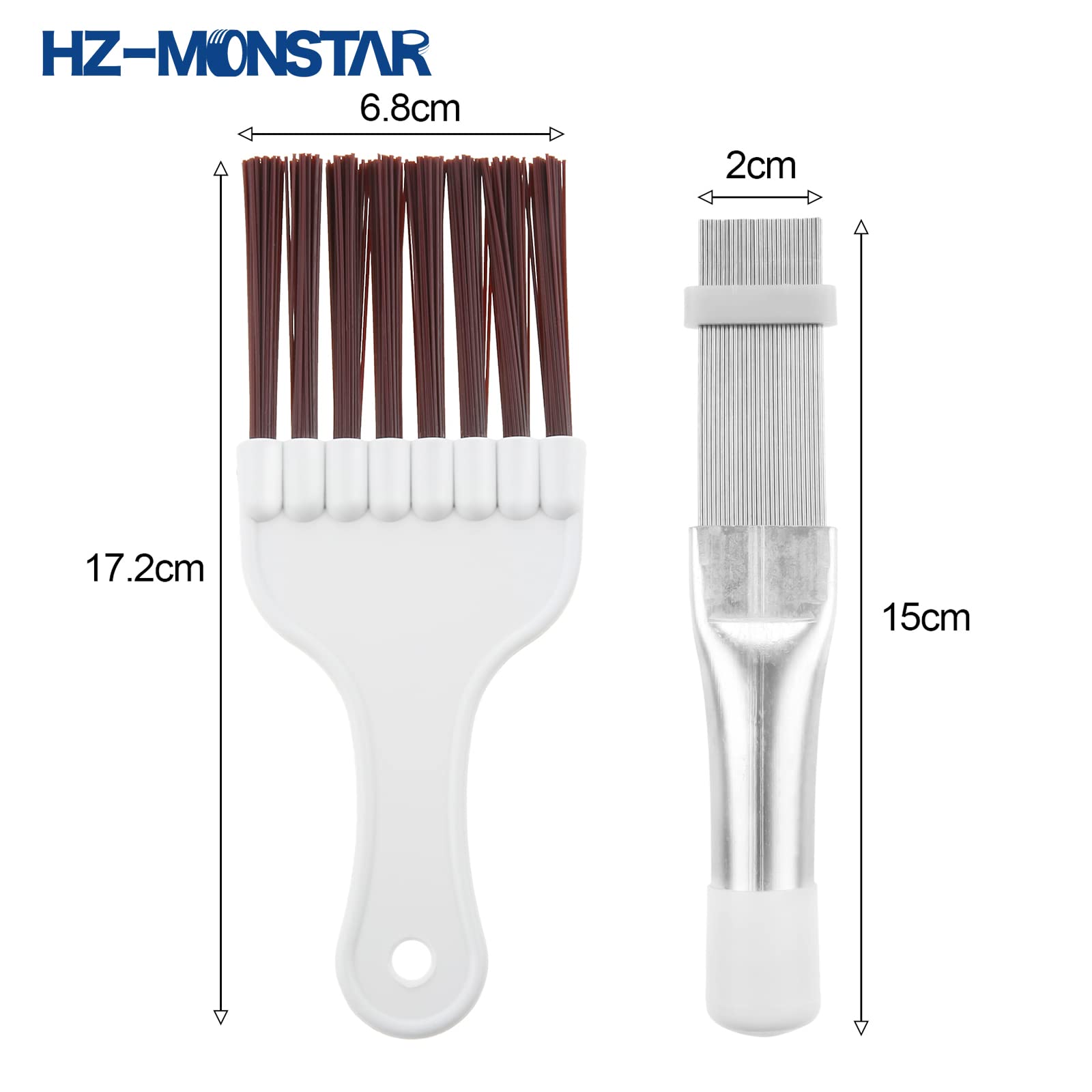 HZ-MONSTAR 4 Pcs Air Conditioner Condenser Fin Cleaning Brush, Coil Condenser Brush AC Fin Comb, Stainless Steel Air Refrigerator Fin Cleaner Whisk Brush Evaporator Radiator Repair Tool