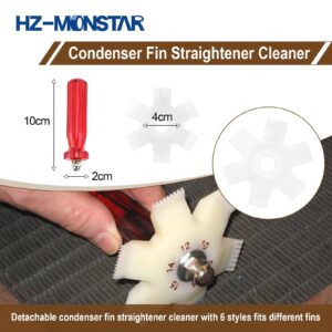 HZ-MONSTAR 4 Pcs Air Conditioner Condenser Fin Cleaning Brush, Coil Condenser Brush AC Fin Comb, Stainless Steel Air Refrigerator Fin Cleaner Whisk Brush Evaporator Radiator Repair Tool