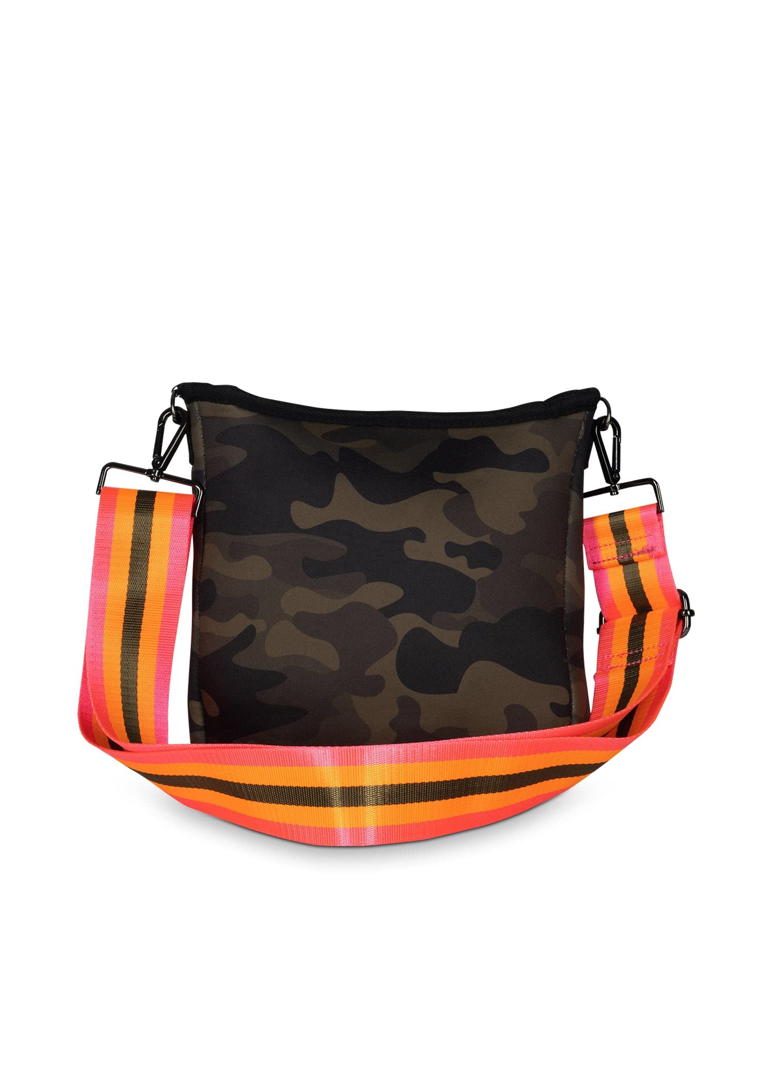 Haute Shore - Jeri Showoff Crossbody Tote Camo Green W/Orange & Pink Stripe