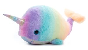 the petting zoo narwhal stuffed animal plushie, ombrez ocean animals, rainbow narwhal plush toy 15 inches