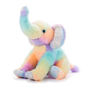 The Petting Zoo Elephant Stuffed Animal Plushie, Ombrez Zoo Animals, Rainbow Elephant Plush Toy 12 inches