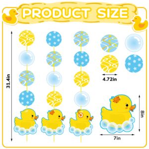 9 Pcs Duck Birthday Decorations, Duck Balloons, Yellow Ducky Garland, Long Duck Bubble Bath Hanging Cutouts Ducky Birthday Banner Duck Shape Foil Balloon for Duck Birthday Baby Shower Party Decoration