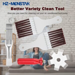 HZ-MONSTAR 4 Pcs Air Conditioner Condenser Fin Cleaning Brush, Coil Condenser Brush AC Fin Comb, Stainless Steel Air Refrigerator Fin Cleaner Whisk Brush Evaporator Radiator Repair Tool