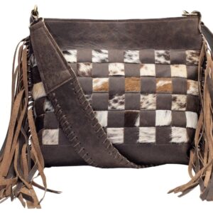 Women's Cowhide Leather Crossbody Bag | Western Classic Shoulder Bag with Fringes Hair on Leather Handbag