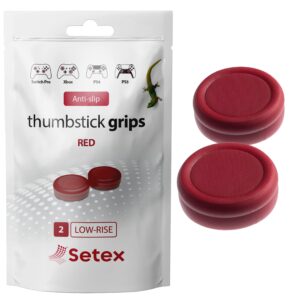 setex gecko grip, thumbstick grip covers, for playstation ps5, ps4, xbox one, switch pro, steam deck, anti-slip microstructured analog stick thumb grips, (1 pair) red, grip covers only