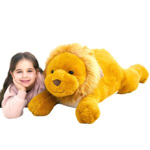 ikasa large lion stuffed animal plush toy,30" giant lion cute jumbo soft toys,huge big size plushy fluffy fat oversized plushie,gifts for kids girls