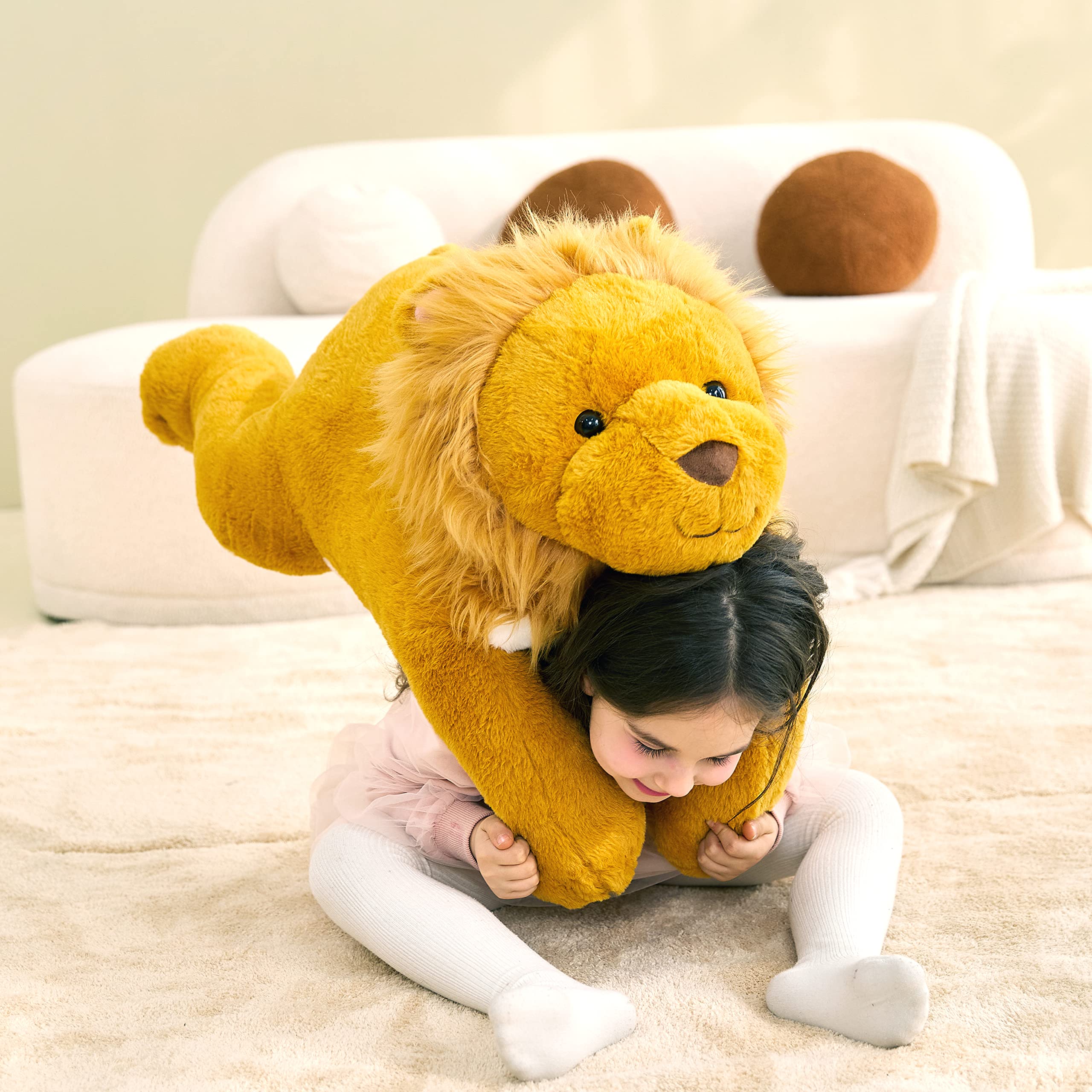 IKASA Large Lion Stuffed Animal Plush Toy,30" Giant Lion Cute Jumbo Soft Toys,Huge Big Size Plushy Fluffy Fat Oversized Plushie,Gifts for Kids Girls