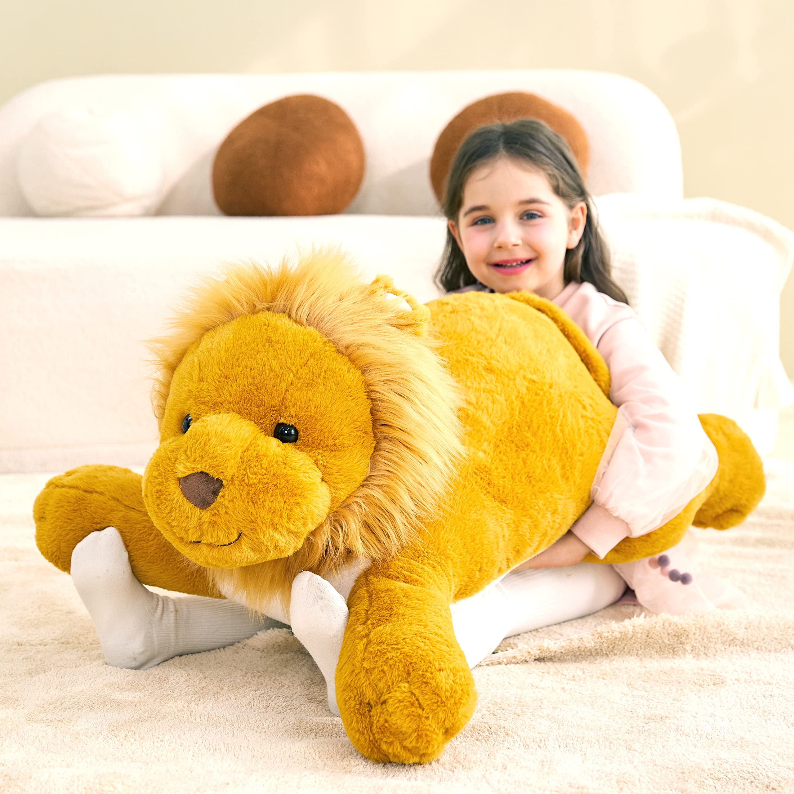 IKASA Large Lion Stuffed Animal Plush Toy,30" Giant Lion Cute Jumbo Soft Toys,Huge Big Size Plushy Fluffy Fat Oversized Plushie,Gifts for Kids Girls