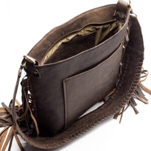 Women's Cowhide Leather Crossbody Bag | Western Classic Shoulder Bag with Fringes Hair on Leather Handbag