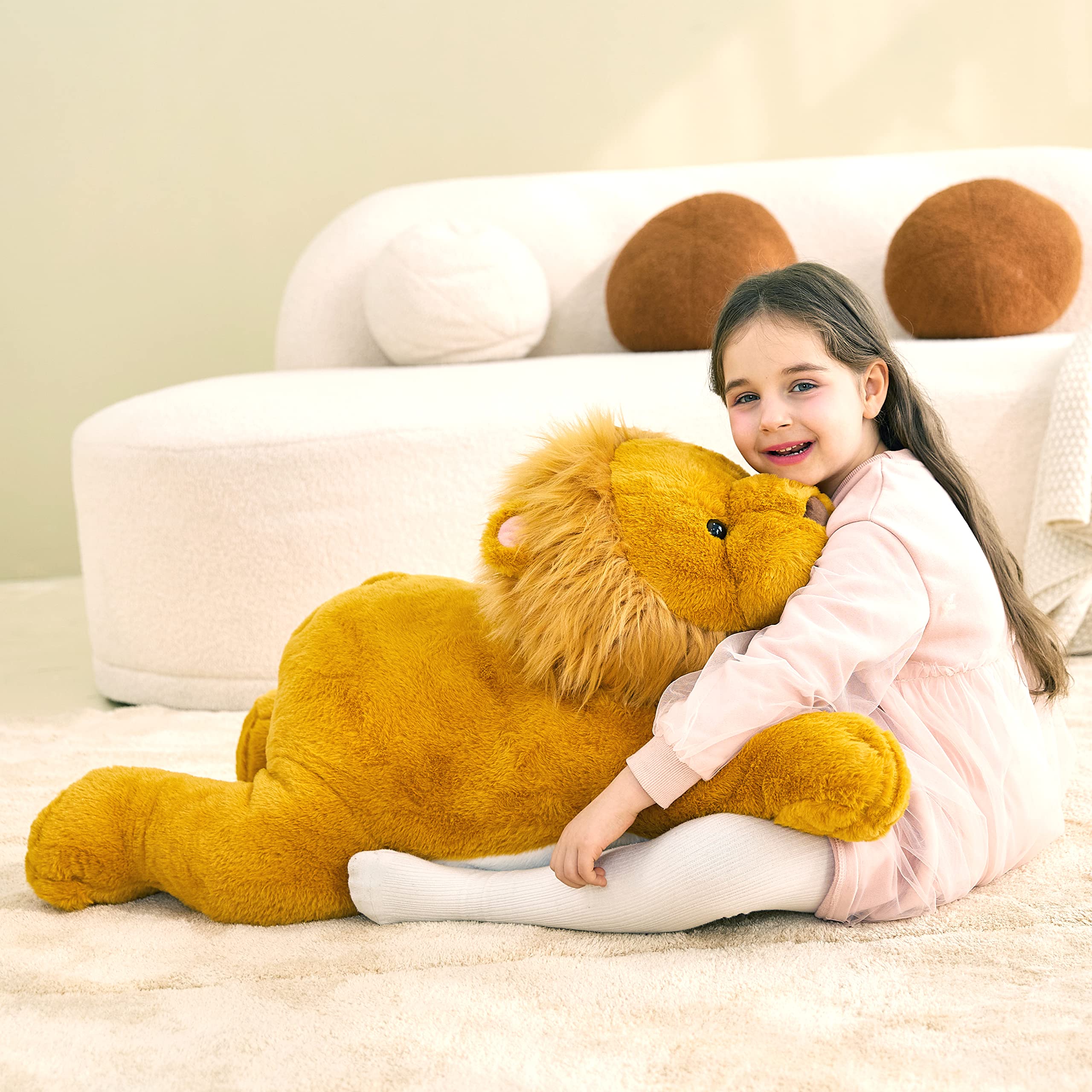 IKASA Large Lion Stuffed Animal Plush Toy,30" Giant Lion Cute Jumbo Soft Toys,Huge Big Size Plushy Fluffy Fat Oversized Plushie,Gifts for Kids Girls