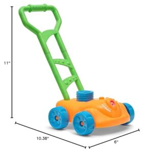 Little Kids FUBBLES NO Spill Bubble Lawn Mower | Includes 4oz Non Tox Refill Solution | Automatic Bubble Blower Machine | Toddler Outdoor Bubble Toy, Orange