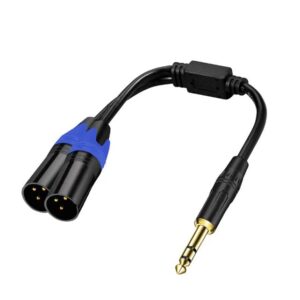 Seefeful 1/4 TRS to Dual Male XLR Cable, 1/4 Inch (6.35mm) TRS to XLR Dual Male Y-Splitter Breakout Lead Microphone Cord - 11.8 Inches