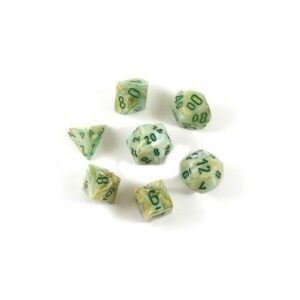 Chessex Dice Set – 10mm Marble Green/Dark Green Plastic Polyhedral Dice Set – Dungeons and Dragons D&D DND TTRPG Dice – Includes 7 Dice - D4 D6 D8 D10 D12 D20 D% (CHX20409)