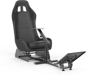 cirearoa racing wheel stand with seat gaming chair driving cockpit for all logitech g923 | g29 | g920 | thrustmaster | fanatec wheels | xbox one, ps4, pc platforms (black/black)