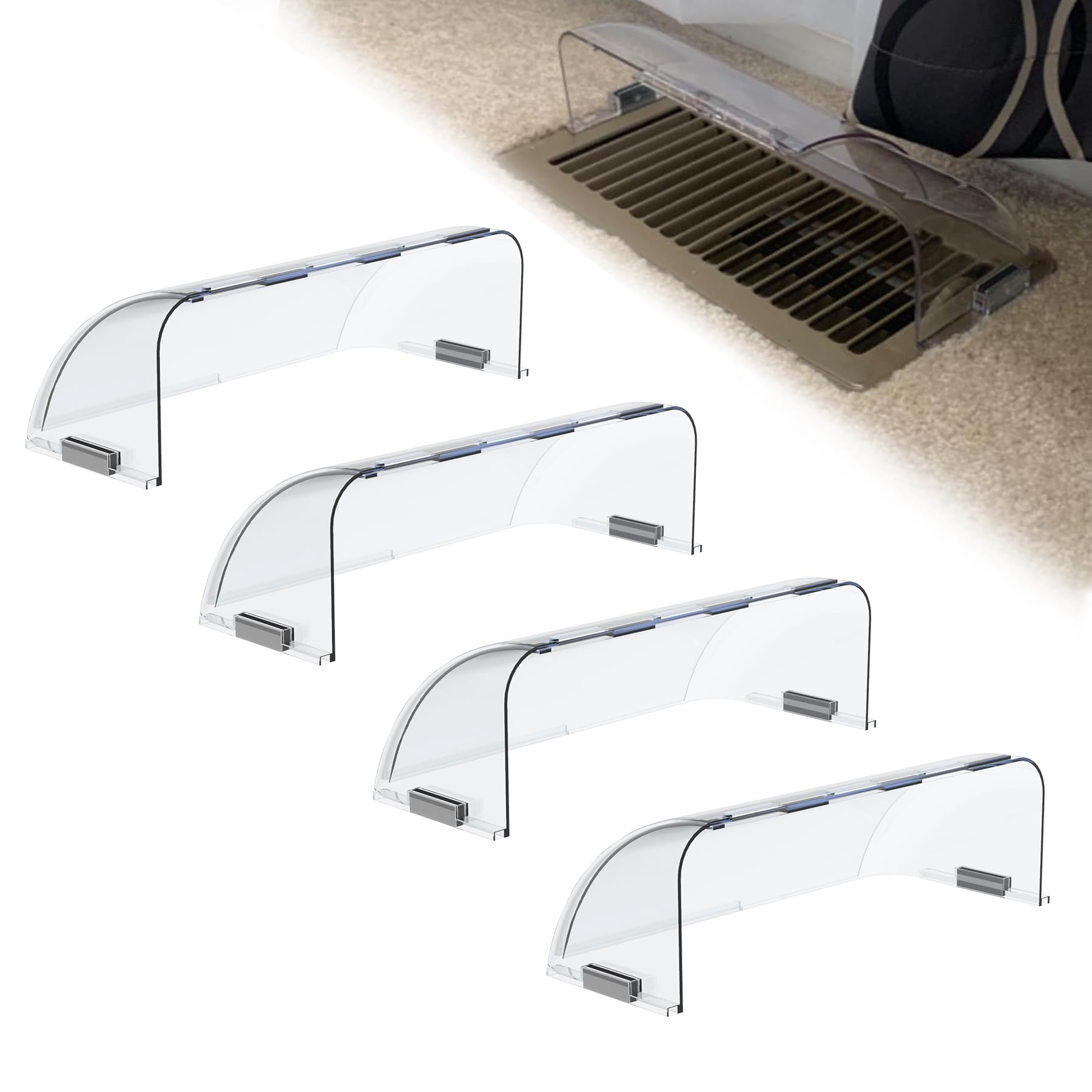 LBG Products Air Deflectors for Vents,Sidewall and Ceiling Registers 10" to 14" Wide.Adjustable Magnetic AC Vent Deflector Vent Covers for Home Floor Air Conditioning,4 Pack