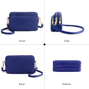 WITERY Multi Zipper Small Crossbody Bags for Women - Waterproof Mini Purse Nylon Travel Shoulder Bag Cell Phone Purse Pouch with Shoulder Strap