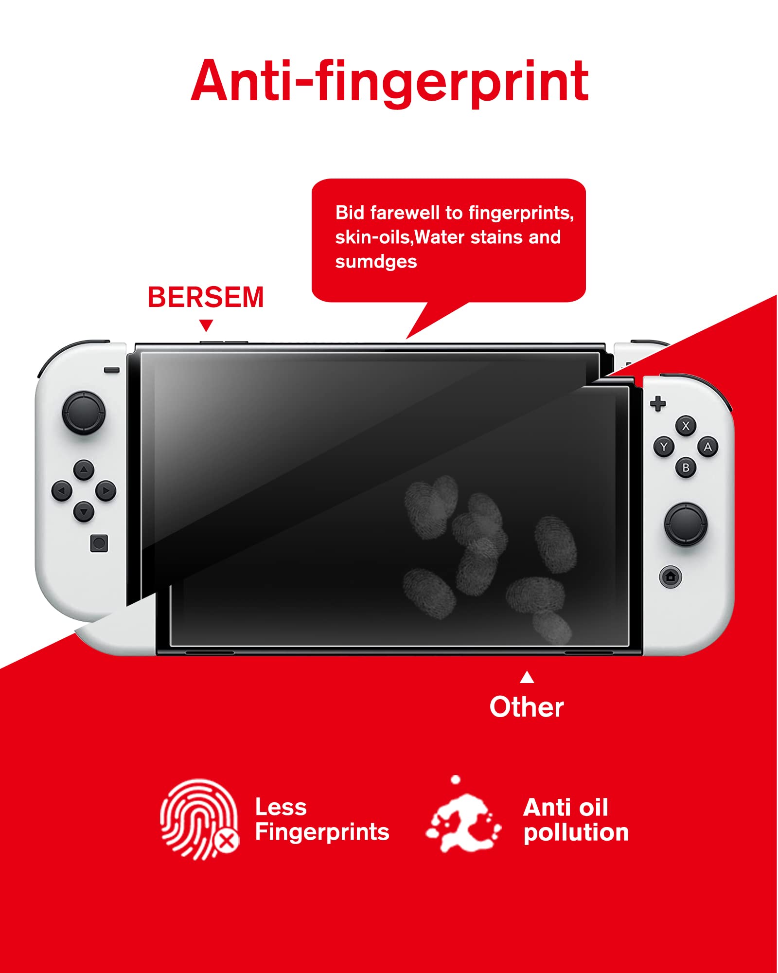 bersem 2 Pack Tempered Glass Screen Protector Compatible with Nintendo Switch OLED 7 inch 2021, Auto Alignment Kit / 9H Hardness/Transparent HD Clear/Anti-Scratch/Bubbles Free/High Response