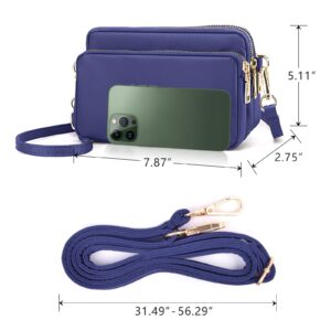 WITERY Multi Zipper Small Crossbody Bags for Women - Waterproof Mini Purse Nylon Travel Shoulder Bag Cell Phone Purse Pouch with Shoulder Strap