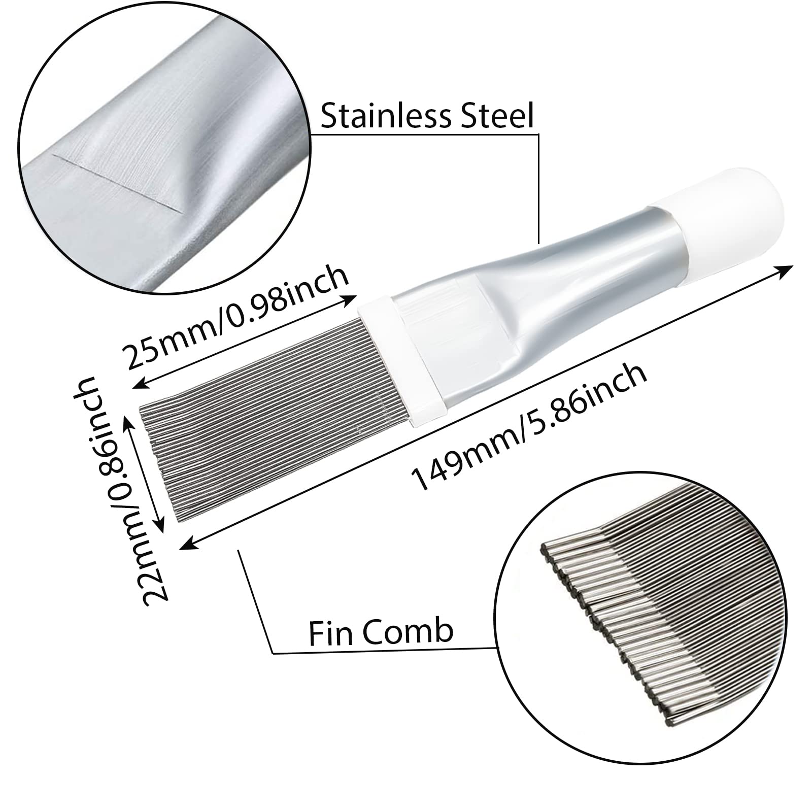 QINGSHENG 1Pcs Stainless Steel Air Conditioner Fin Comb AC Condenser Fin Straightener Cleaner Evaporator Radiator Fin Cleaning Tool.