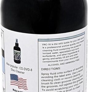 Lasermedia Vinyl Record Cleaning Fluid 16 Oz Refill for VNC-8 Spray Bottle Made in USA TME