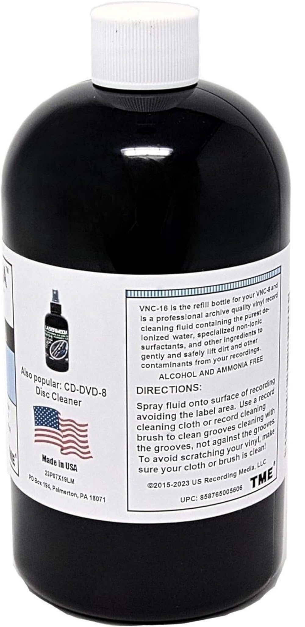 Lasermedia Vinyl Record Cleaning Fluid 16 Oz Refill for VNC-8 Spray Bottle Made in USA TME