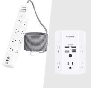 10ft extension cord and 1800j surge protector with usb bundle