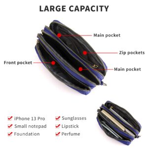 WITERY Multi Zipper Small Crossbody Bags for Women - Waterproof Mini Purse Nylon Travel Shoulder Bag Cell Phone Purse Pouch with Shoulder Strap