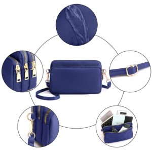 WITERY Multi Zipper Small Crossbody Bags for Women - Waterproof Mini Purse Nylon Travel Shoulder Bag Cell Phone Purse Pouch with Shoulder Strap