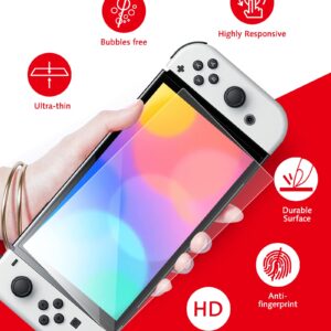 bersem 2 Pack Tempered Glass Screen Protector Compatible with Nintendo Switch OLED 7 inch 2021, Auto Alignment Kit / 9H Hardness/Transparent HD Clear/Anti-Scratch/Bubbles Free/High Response