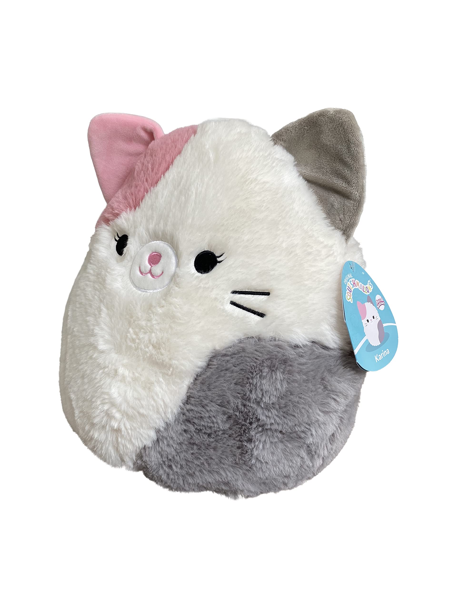 Squishmallows Official Kellytoy Squishy Soft Plush Toy Animal (12 Inch Fuzz-A-Mallows, Karina The Fuzzy Cat)