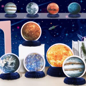 10 Pieces Space Solar System Theme Honeycomb Centerpieces Table Topper Outer Space Party Supplies Planet Honeycomb Galaxy Photo Booth Props for Birthday Party Decorations Birthday Party Supplies