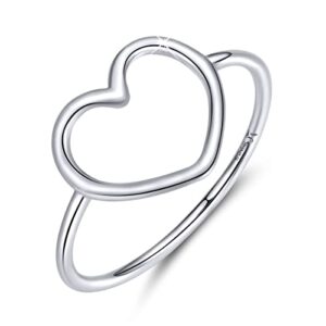 mundell sterling silver 925 simple minimalist heart finger rings for women wedding engagement statement jewelry