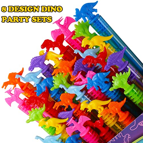 32 Piece Mini Dinosaur Bubble Wand (8 Style), Dino Theme Party Favors Neon Toy for Kids Child, Pinata Suffer, Goodie Bags Filler, School Classroom Prizes, Summer Outdoor, Gifts for Girl Boy