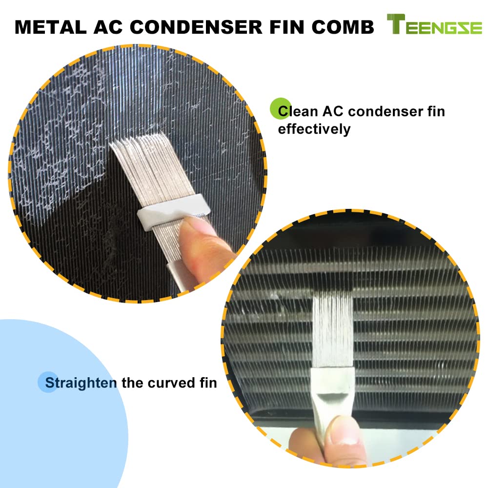 TEENGSE 3PCS Steel Air Conditioner Fin Comb, 3 PCS Air Condenser Evaporator Cleaning Brush, Coil Whisk Brush, Improving Air Conditioning Operation and Enjoying Cool and Warm