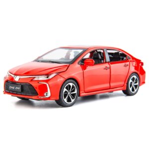 bdtctk compatible for 1:32 corolla model car, zinc alloy pull back toy car with sound and light for kids boy girl red