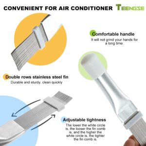 TEENGSE 3PCS Steel Air Conditioner Fin Comb, 3 PCS Air Condenser Evaporator Cleaning Brush, Coil Whisk Brush, Improving Air Conditioning Operation and Enjoying Cool and Warm