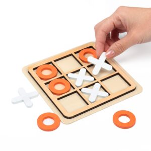 keslot wooden board tic tac toe game xo table toy classical family children puzzle game educational toys, random color