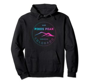 pikes peak colorado - retro mountain adventure pullover hoodie