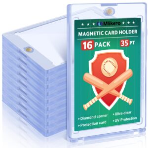 16 ct magnetic card holder for trading cards, baseball card protectors 35 pt trading card holder fit for standard cards, mtg cards, yugioh cards, sports cards, baseball cards toploaders