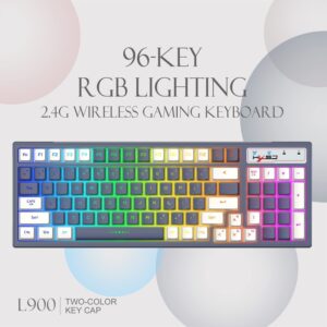 LexonElec Wireless Gaming Keyboard Chroma RGB Lighting, Long-Lasting Rechargeable 2000mAh Battery, Dual Color Water Resistant Mechanical Feeling Wireless Keyboard for PC Mac PS4 Xbox