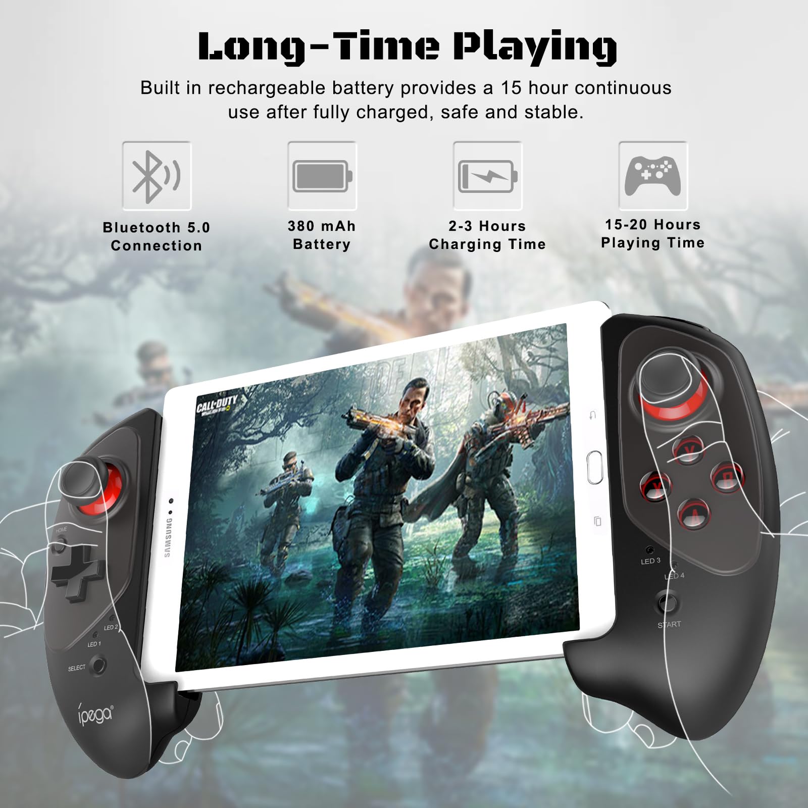 Joso Game Controller for iPad, Tablet (11"), Direct Play, Bluetooth Controller Gamepad for Android, Galaxy Z Fold4, Galaxy Z Flip4, Galaxy S23 S22 21Ultra, Fire HD 10, 8, iPhone 14 13 Pro Max